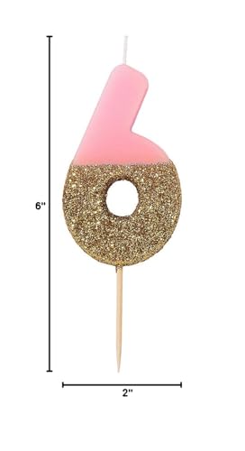Talking Tables Bday 6 Birthday Candle Cake Topper, Height 8cm, 3", Pink, BDAY-CANDLE-6