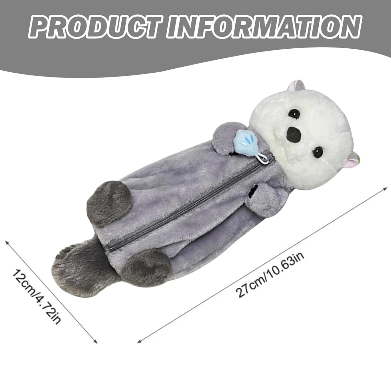 Otter Pencil Pouch, 3D Plush Animal Pencil Case, Large Capacity Plush Stationery Storage Bag Soft Plush Stationery Bag (1, Sea otter pencil bag)