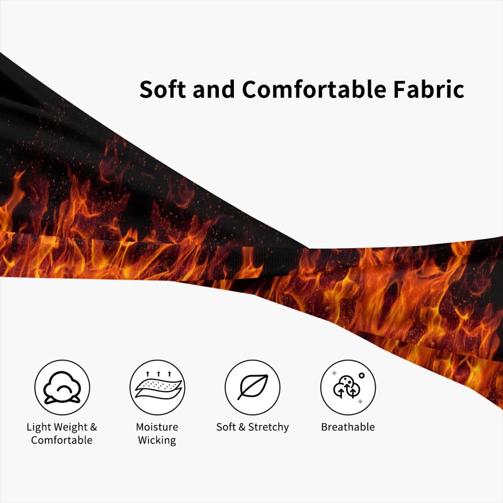 Feimao Flame Printed Running Headband for Men Women Non Slip Workout Sweatbands Sports Moisture Wicking Headbands
