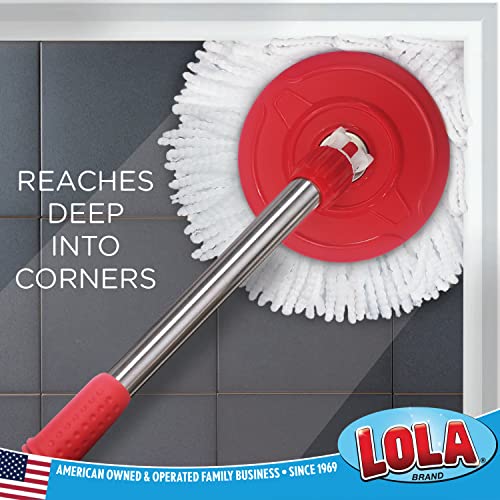 The Revolution Microfiber Spin Mop System | Hardwood, Tile, Marble, and Laminate Floor Cleaner | Wet and Dry Usage | 360° Spinning Action | Machine Washable,Red