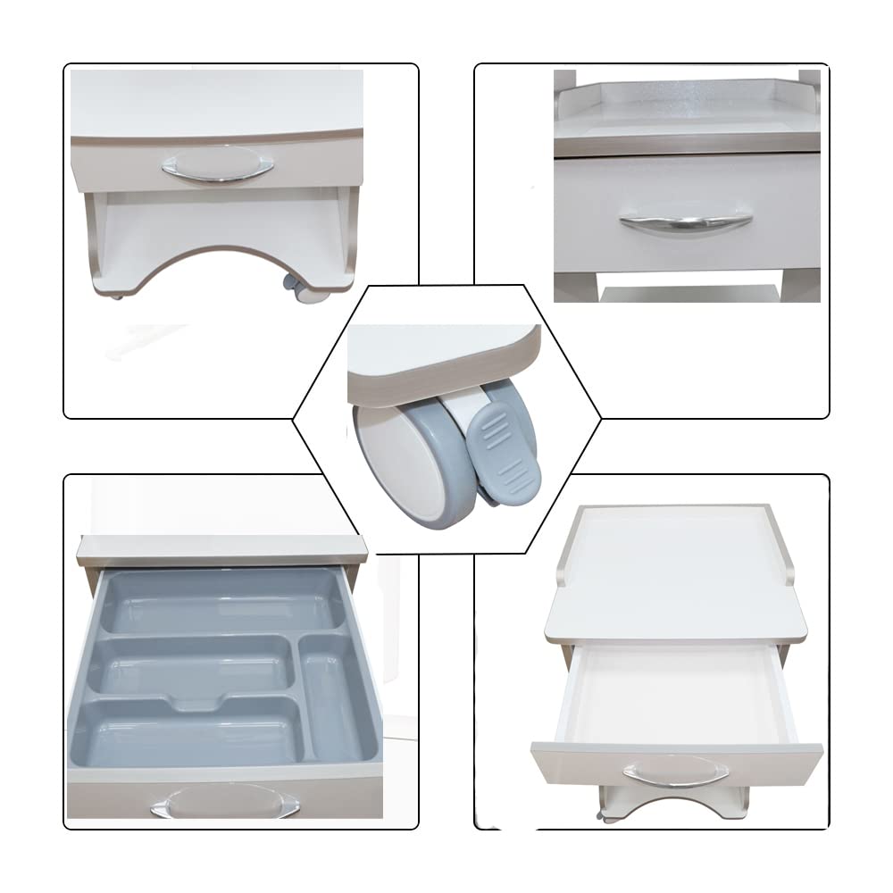 Mobile Cart Built-in Socket Me-dical Den-tist Cart Multi-Function 3 Layers Tray Roller Trolley with a Water Bottle Lab Instrument Tray Rolling Cart for De-ntal Lab (Ship from USA)