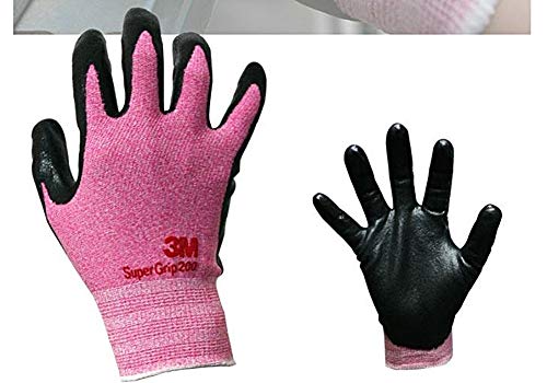 Lightweight Nitrile Work Gloves, Foam Coated, Smart Touch, 5 Pairs(Medium, Pink)