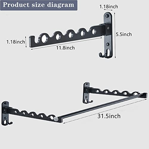 kuaguan Clothes Drying Rack Wall Mounted Drying Racks for Laundry Room Organization and Storage Clothes Rack,Aluminum Dryer Rack with Two Drying Rods for Hanging Wet and Dry Clothes
