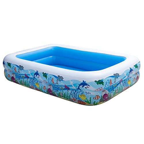 JOYIN Inflatable Swimming Pool, 103" x 69" x 20" Giant-Size Swim Center Kiddie Pool Ocean Pattern for Summer Water Fun Kids Family Outdoor Indoor Activity
