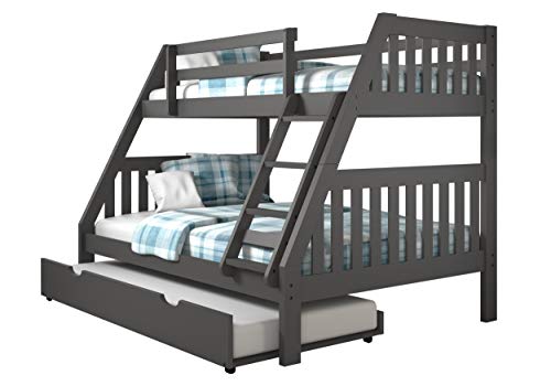 Donco Kids Austin Mission Twin Over Full Dark Grey Bunkbed with Twin Trundle