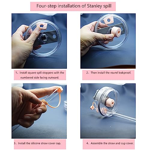 Universal size Stanley spill stopper 9 pcs, Stanley cup accessories,Stanley leak stopper Suitable for Stanley Cup H1.0/2.0 40oz/ 30oz. (Black and White)