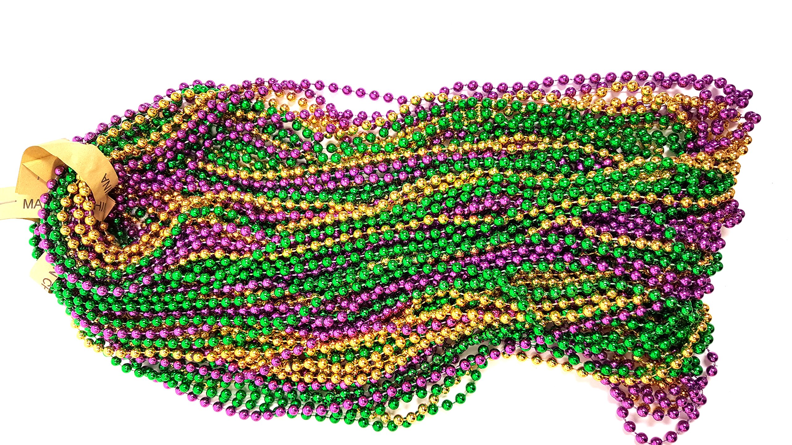 Dondor Metallic Beaded Necklaces, Mardi Gras Necklaces, Festive Necklace Multi Packs (72 Piece Pack)