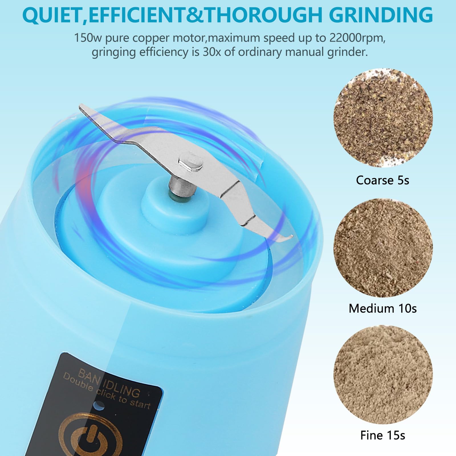Electric Herb Grinder, Electric Spice Grinder, USB Portable Chopper Fine Grinder Kit for Flower Buds Dry Spices Herbs