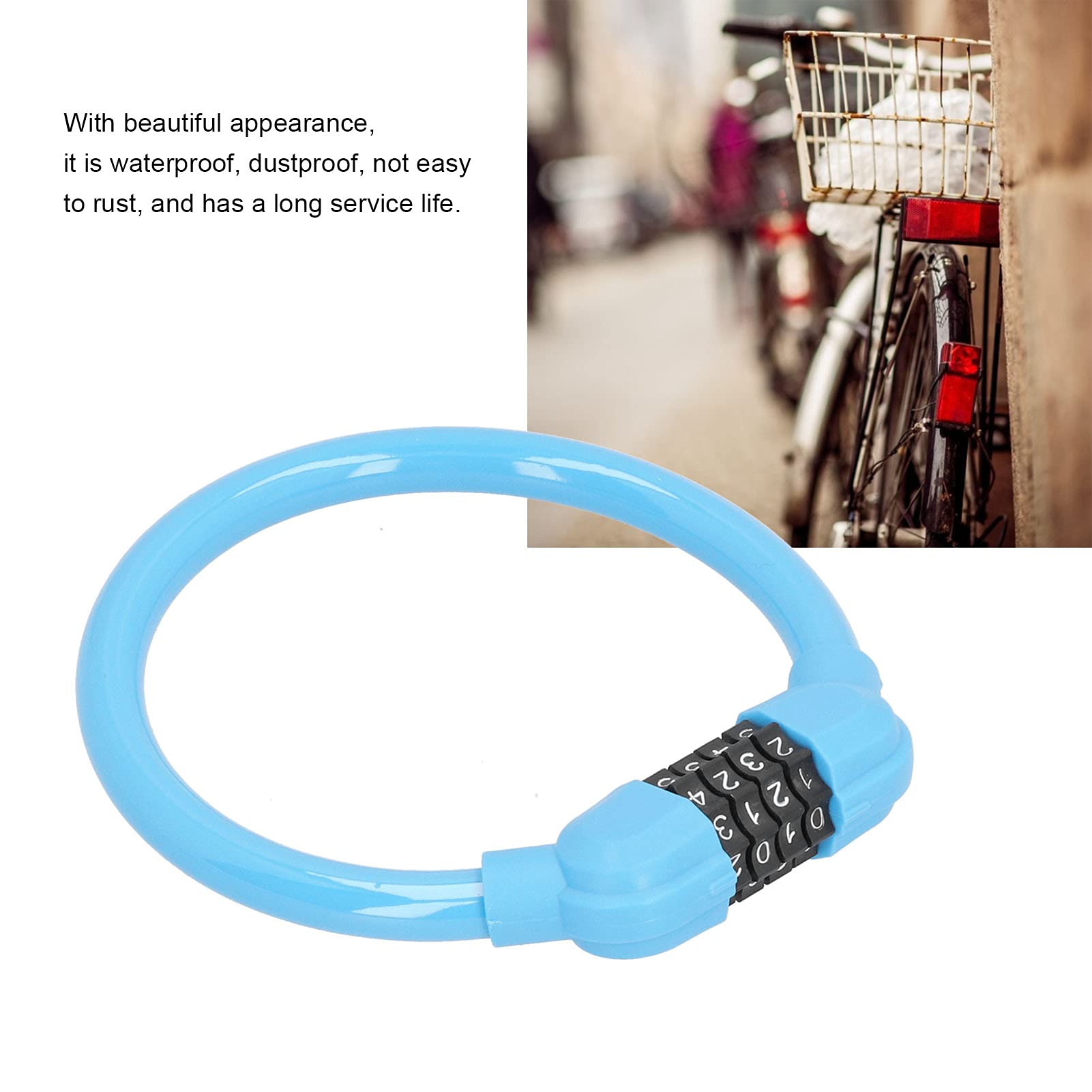 Ertuan Bicycle Cable Locks for Cycling Outdoors - Bike Lock Bike Lock Cable, Bicycle Locks Anti Theft Bike Lock High Security Bicycle Locks Bicycle Cable Locks for Outdoors (Blue)