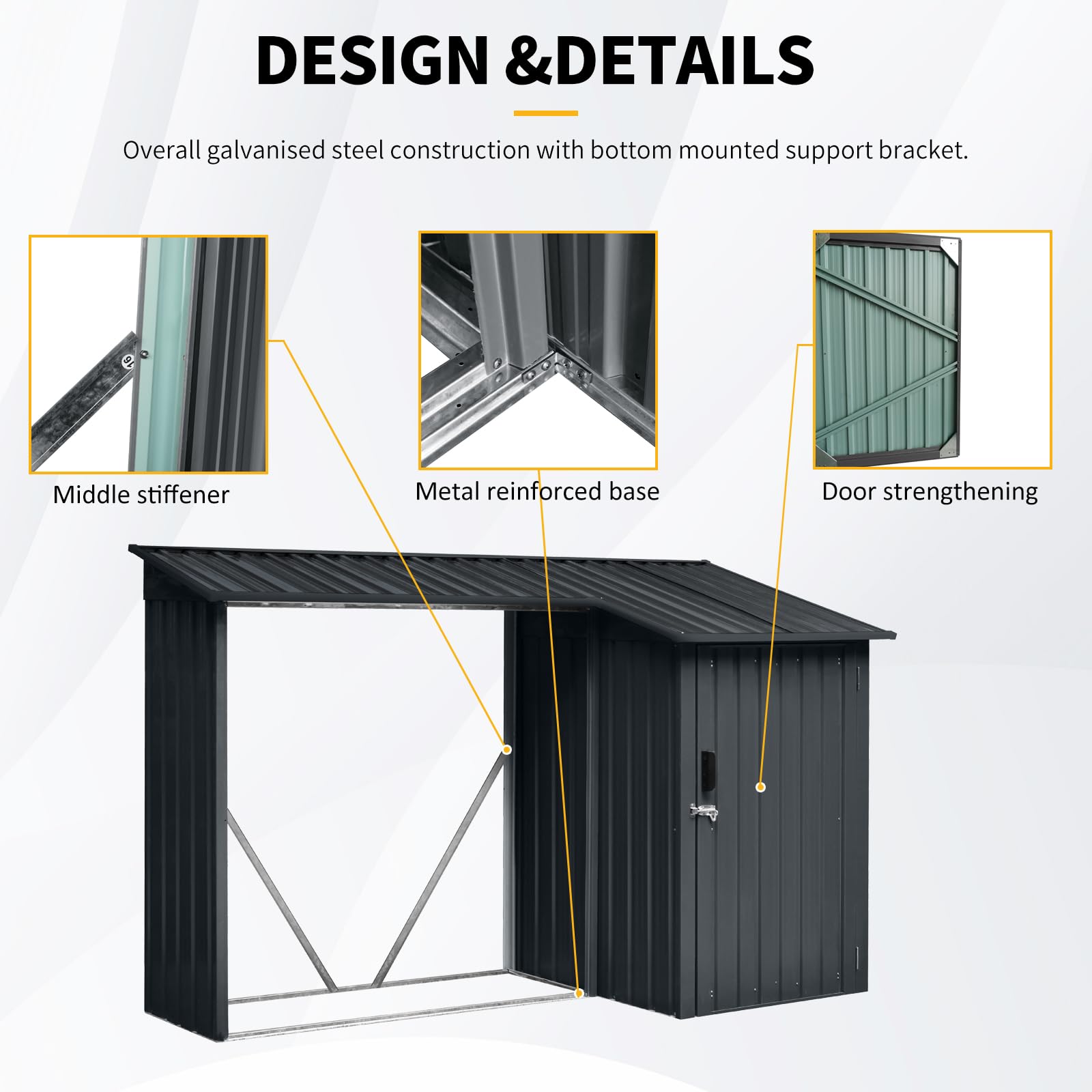 Outdoor and Indoor Firewood Storage Shed Metal, Open Shed for Firewood Storaging, Make Wood Accessible and Protect Wood (3.35βΓ8.86β Two in One)