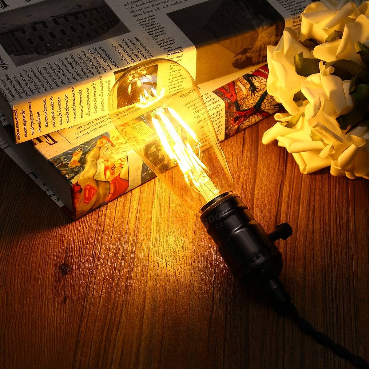 Dimmable LED Edison Bulb, 12W LED Bulb, 3000K Soft White 1100 LM,Edison Style Vintage LED Filament Light Bulb, E26 Base Vintage ST64 Edison Clear Glass Light Bulbs, Unique LED Filament Bulb , 6 Pack