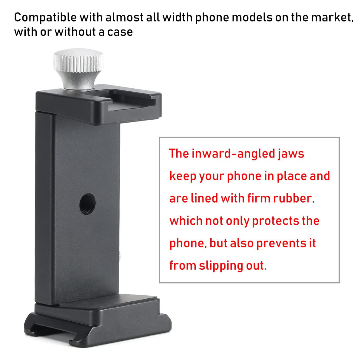 Metal Phone Tripod Mount, Arca/RRS(reallyrightstuff) Quick Release, 1/4" Screw Hole, Phone Holder with Cold Shoe for MIC Fill light, for iPhone 14 13 12 11 X 9 8 Max Pro Tripod Mount