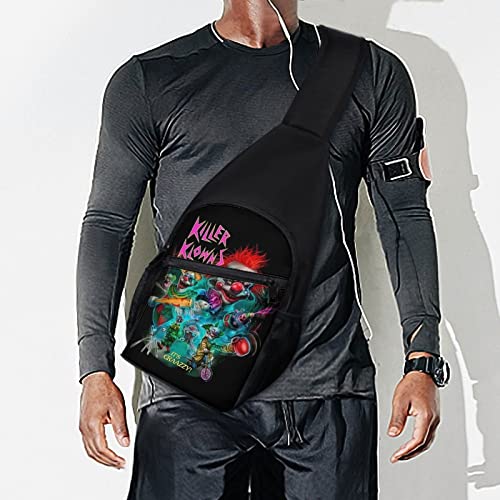 ggtg Killer Klowns from Outer Space Unisex Sling Backpack Crossbody Shoulder Chest Bag Personalized Fold Chest Bag Shoulder Bag Travel Daypack