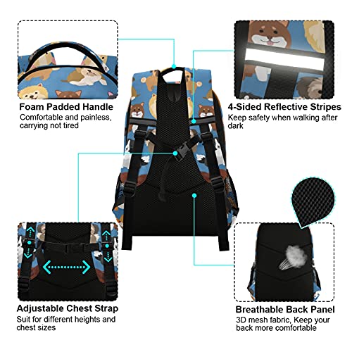 Sinestour Dog School Backpack Student Backpack for Teens Girl Boy Bookbag Daypack Rucksack