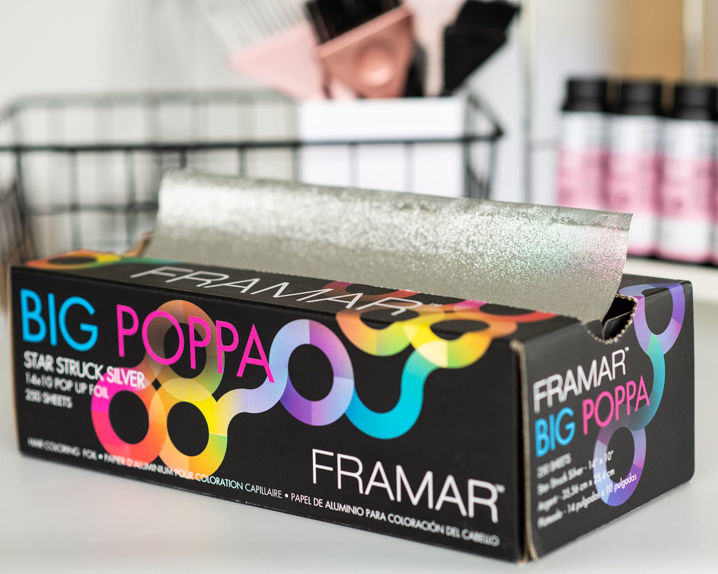 Framar Big Poppa Star Struck Silver Pop Up Hair Foil, Aluminum Foil Sheets, Hair Foils For Highlighting - 250 Foil Sheets β 10x14 inches