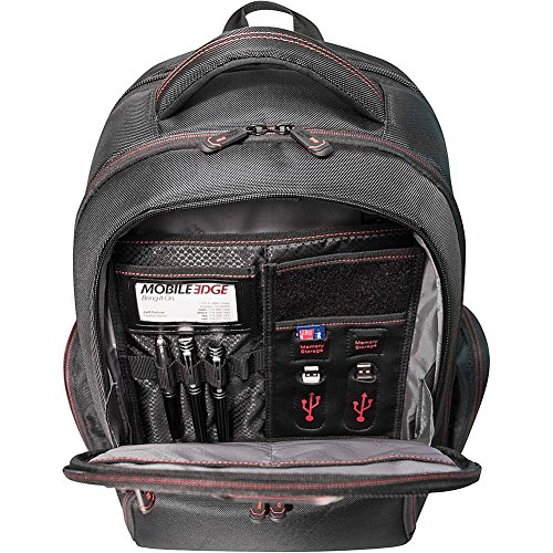 Mobile Edge Professional Laptop Backpack 16 Inch PC, 17 Inch Mac, Checkpoint Friendly, Adjustable Laptop Section, Padded Shoulder Straps, Trolley Strap, Black, Men, Business, MEPBP1