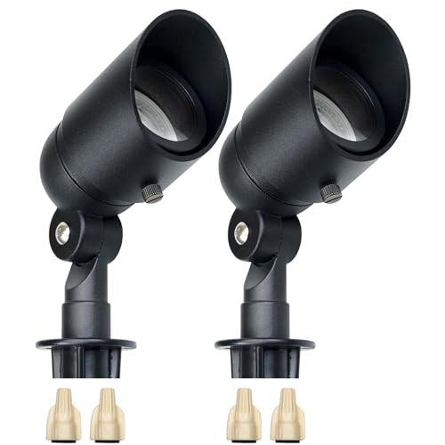 Lumina Lighting® 4W Landscape Spotlights | Low Voltage Outdoor Landscape Spot Lights - 12V 3000K Waterproof Outdoor LED Spotlights Lighting for House Tree Pathway | MR16 4W LED Bulb (Black, (2-Pack))