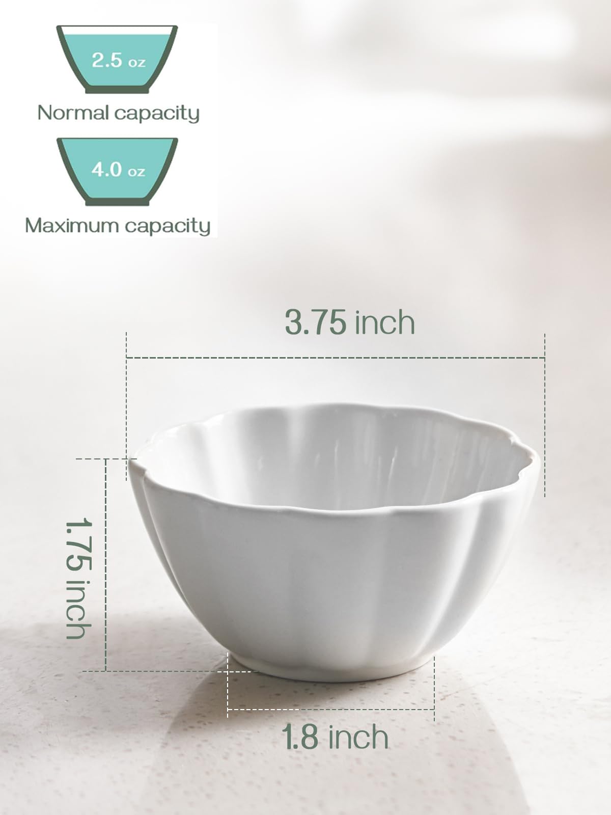 DOWAN Ramekins 4 oz, Creme Brulee Ramekins, Flower-Shaped Porcelain Ramekins Oven Safe for Baking Souffle, Custard Cups, Small Dipping Bowls, Sauces Bowls, Charcuterie Bowls, Set of 6, White