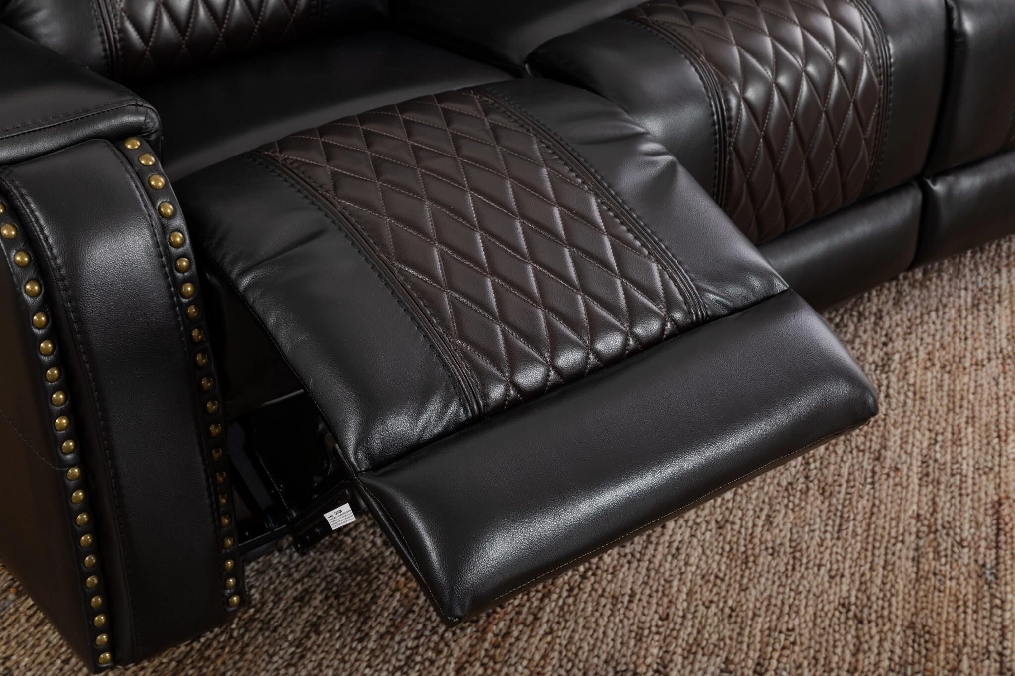 MODCART Manual Leather Recliner Sofa Set, with Drop-Down Table, Cupholders, PU Reclining Sofa Set for 3-Pieces(Sofa+Loveseat+Chair), Leather Recliner Couch Set for Home/Office
