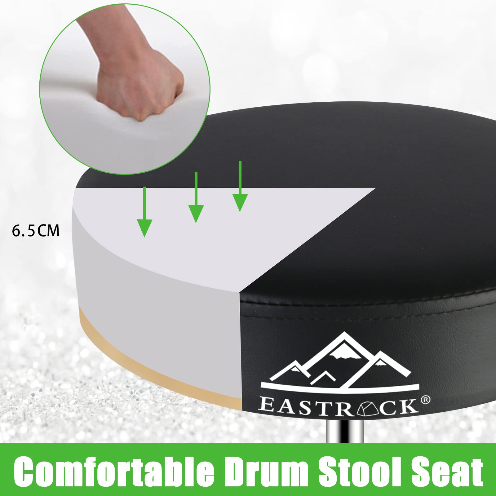 EASTROCK Drum Throne,Padded Drum Seat Drumming Stools with Anti-Slip Feet for Adults and Kids Drummers (Silver)