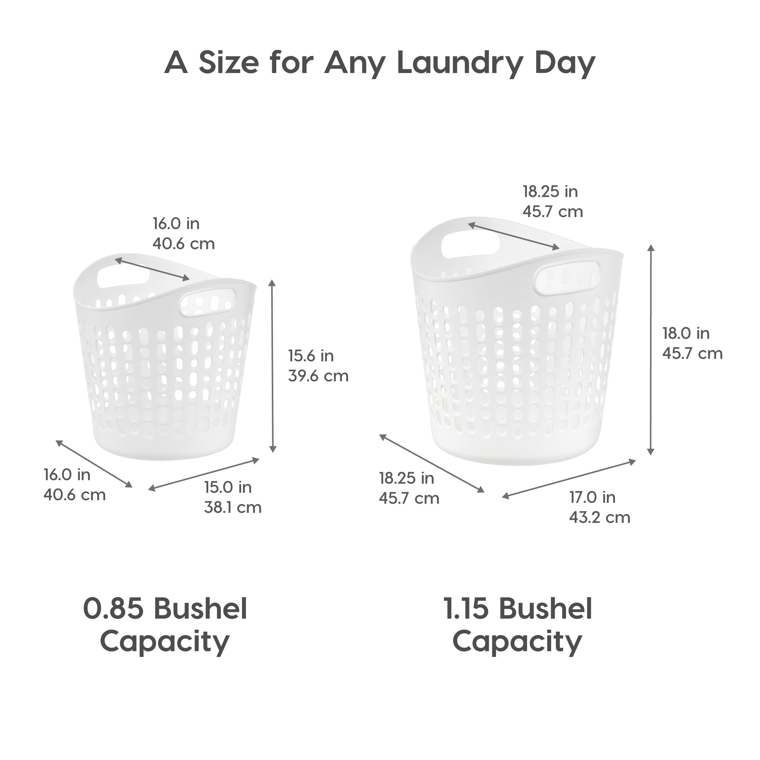 IRIS USA Laundry Basket 40L Durable and Flexible, Portable Round Bin, 1.15 Bushel Hamper for Storage with Ventilation Holes for Closet Dorm Laundry Room Bedroom, White