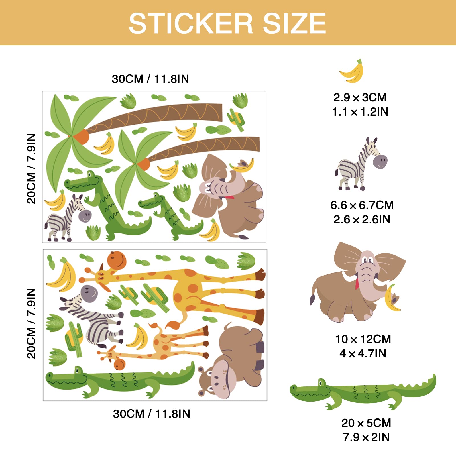 Glow in The Dark Crocodile Giraffe Zebra Tree Wall Stickers Various Cute Carton Animals Decorations for Kids Bedroom