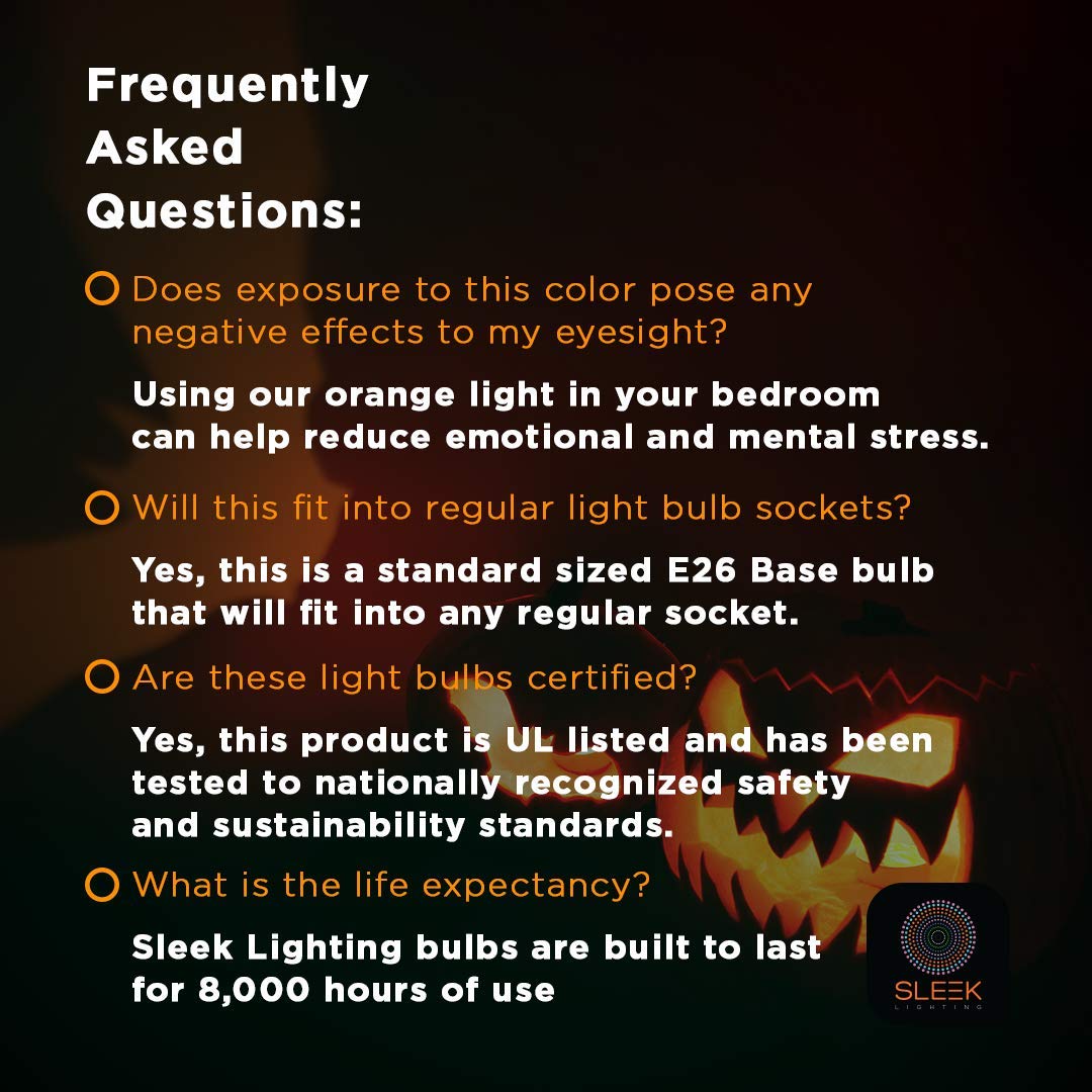 SLEEKLIGHTING 13 Watt Orange Spiral CFL Light Bulb - UL Approved- General Purpose Spiral CFL Orange Light Bulbs - 120 Volt, E26 Medium Base. (Pack of 4)