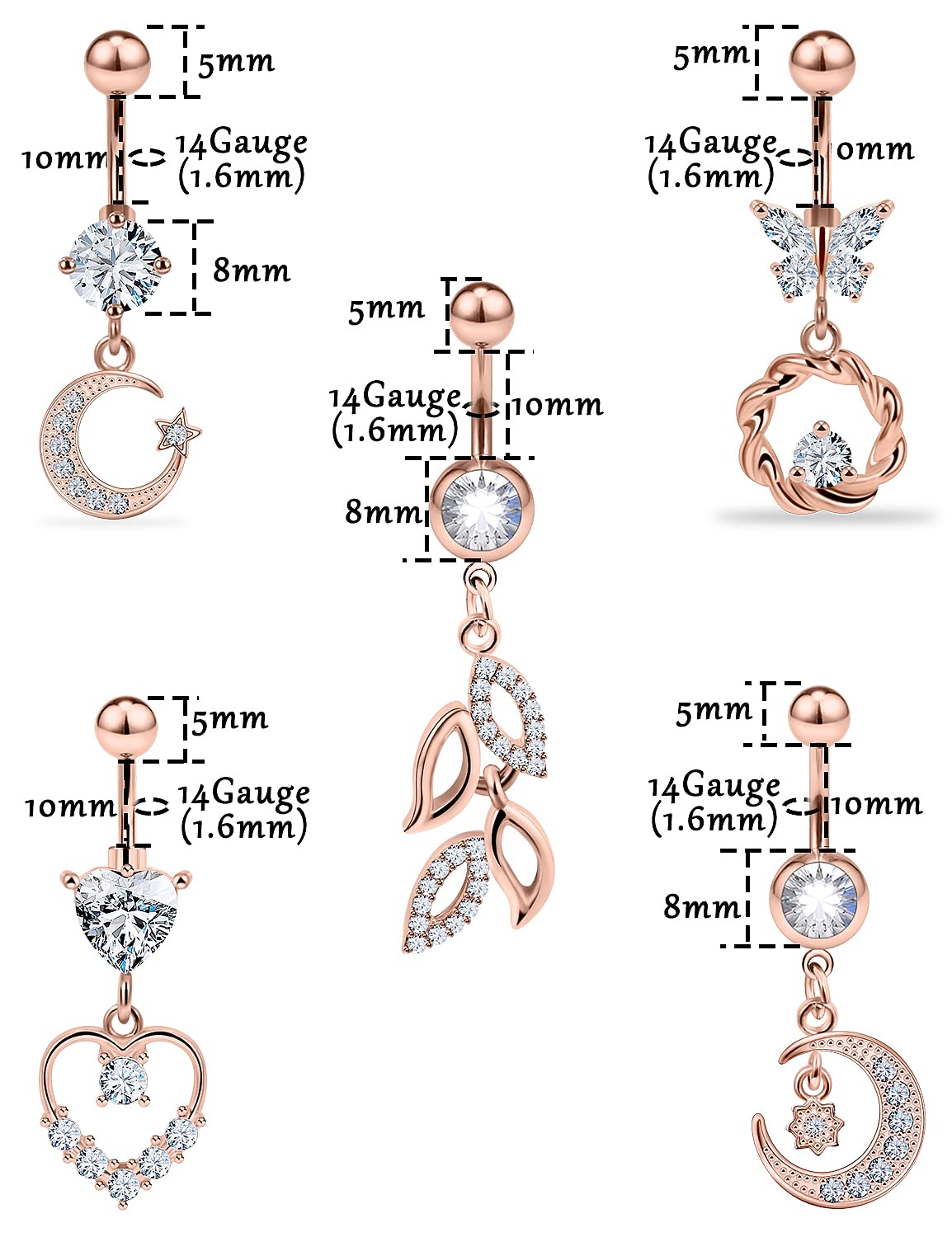 Goerhsjie Belly Button Ring Dangle Belly Button Rings Belly Rings Belly Button Rings Belly Ring Belly Button Ring Surgical Steel Belly Piercing Belly Rings for Women Belly Button Piercing