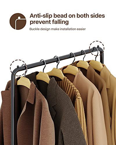 Labonida Rolling Clothing Rack - Space-Saving Clothes Rack on Wheels - Portable Hanging Storage Organizer with 2 Shelves - Sturdy Metal Garment Rack for Home & Business (Black, Industrial Style)