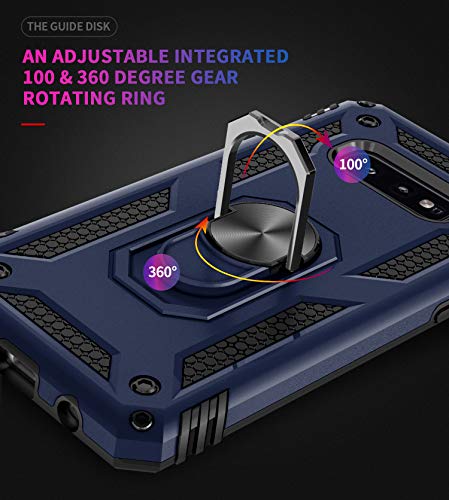 S10e Phone Case Military Grade Heavy Duty Armor Rugged Dual Layer Full Body Shockproof Screen Camera Protection Built-in Ring Kickstand Magnetic S10e 5.8" Phone Hard Back Cover for Men Women Blue