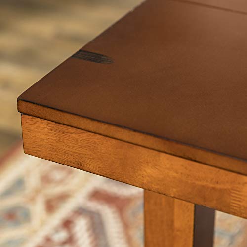 Walker Edison Rustic Farmhouse Wood Distressed Dining Room Table with Expandable Leaf Kitchen Table Set Dining Chairs, 60 Inch, 6-8 Person, Oak Brown