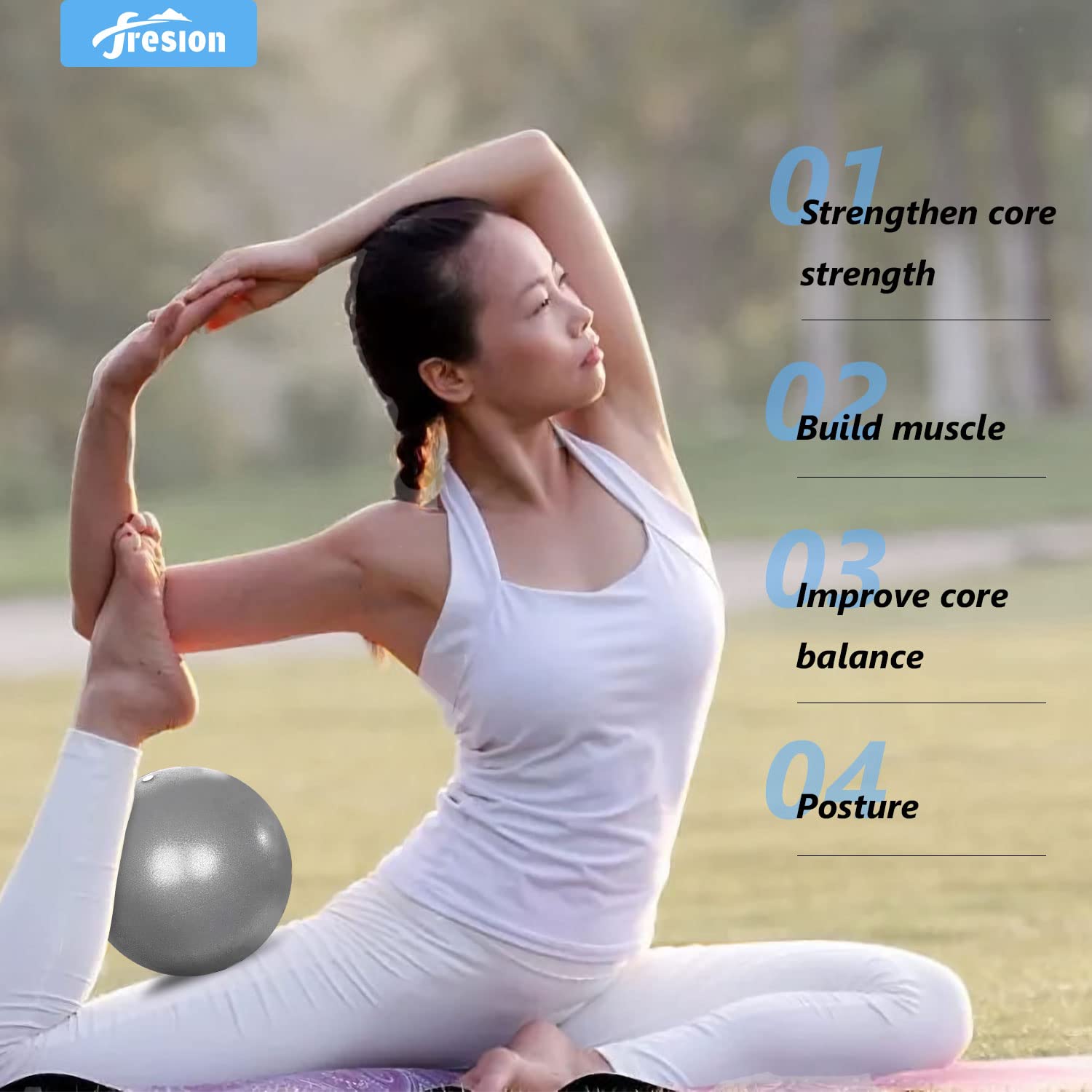 Fresion Small Exercise Ball Soft Yoga Balls,Mini Pilates Ball 25cm for Core Training Exercise,Durable