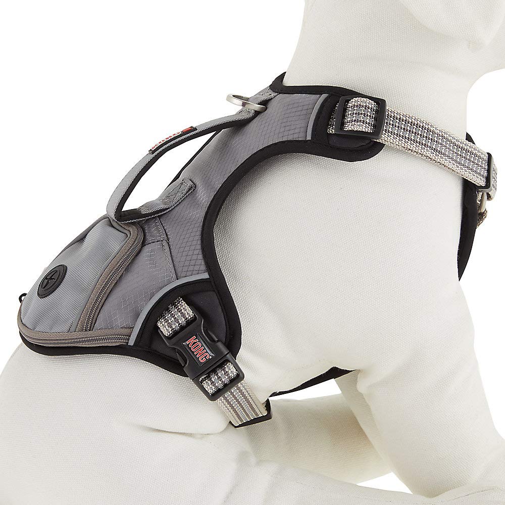 Dog Harness Kong Reflective Pocket Medium Gray