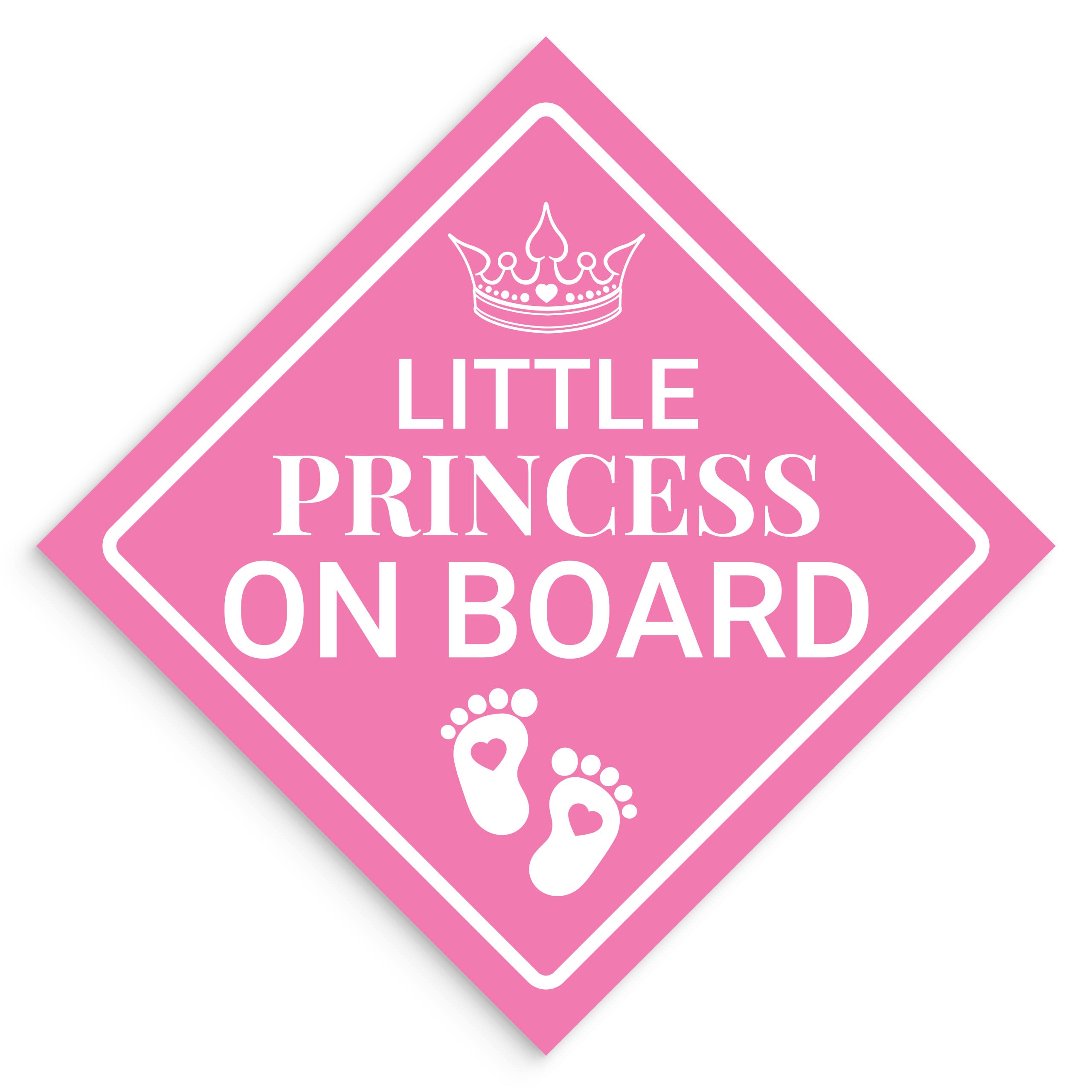Super Cute, Elegant 4.5in Princess on Board Sticker 1pk. Bright Pink Diamond Newborn Caution Car Bumper Decals. Premium Vinyl Baby Safety Warning Label for Vehicles, Trucks, Automobiles, Cars, Vans