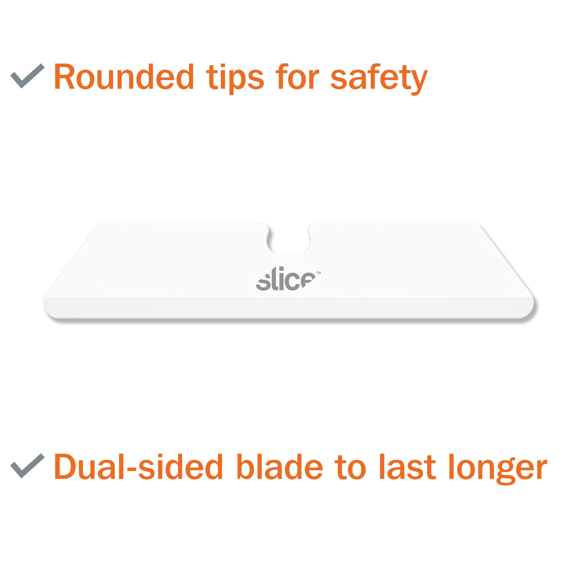 Slice 10526 Rounded Tip Ceramic Replacement Blade with 1" Cutting Depth, Equivalent to 20 Metal Blades (3 Pack), White