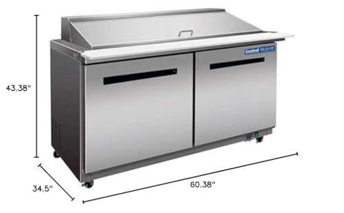 Kratos Commercial Refrigerator with Sandwich/Salad Prep Table - 2-Door, 60" W, Mega-Top Unit, 24 Pan Capacity (69K-808)