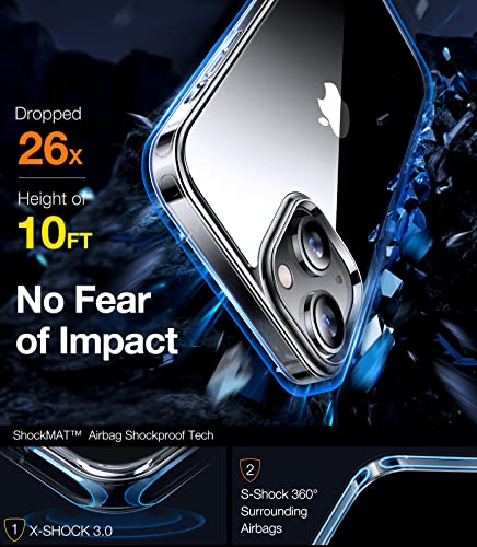 TORRAS Diamond Clear Designed for iPhone 14 Case [Never Yellowing] [Military Grade Anti-Drop] Hard PC Back Flexible Bumper Shockproof Protective Slim Phone Cover 6.1 inch, Clear