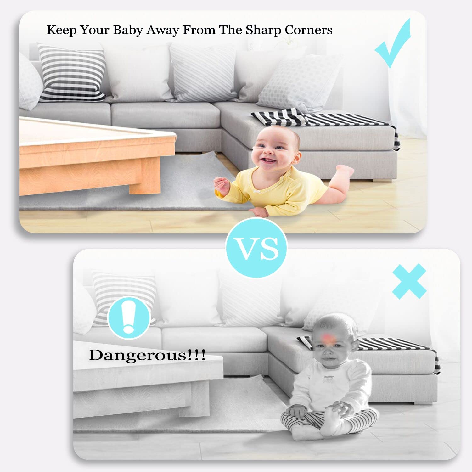 SUPPA Baby Proofing,6.6ft Edge Protector Strip Clear,Soft Corner Protectors with Pre-Taped Strong Adhesive,Edge Protectors for Furniture Against Sharp Corners of Tables, Cabinets,Drawers