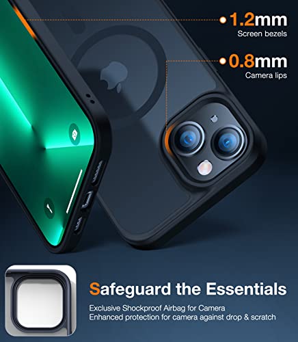 TORRAS Magnetic for iPhone 2023 Plus Case & iPhone 14 Plus Case, Military Grade Drop Tested, Compatible with MagSafe, Slim Translucent Matte Shockproof Cover for iPhone 14 Plus Phone Case 6.7, Black