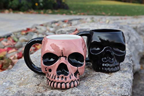 Skeleton Skull Shaped Halloween Ceramic Coffee Mug - Set of 2-15 oz