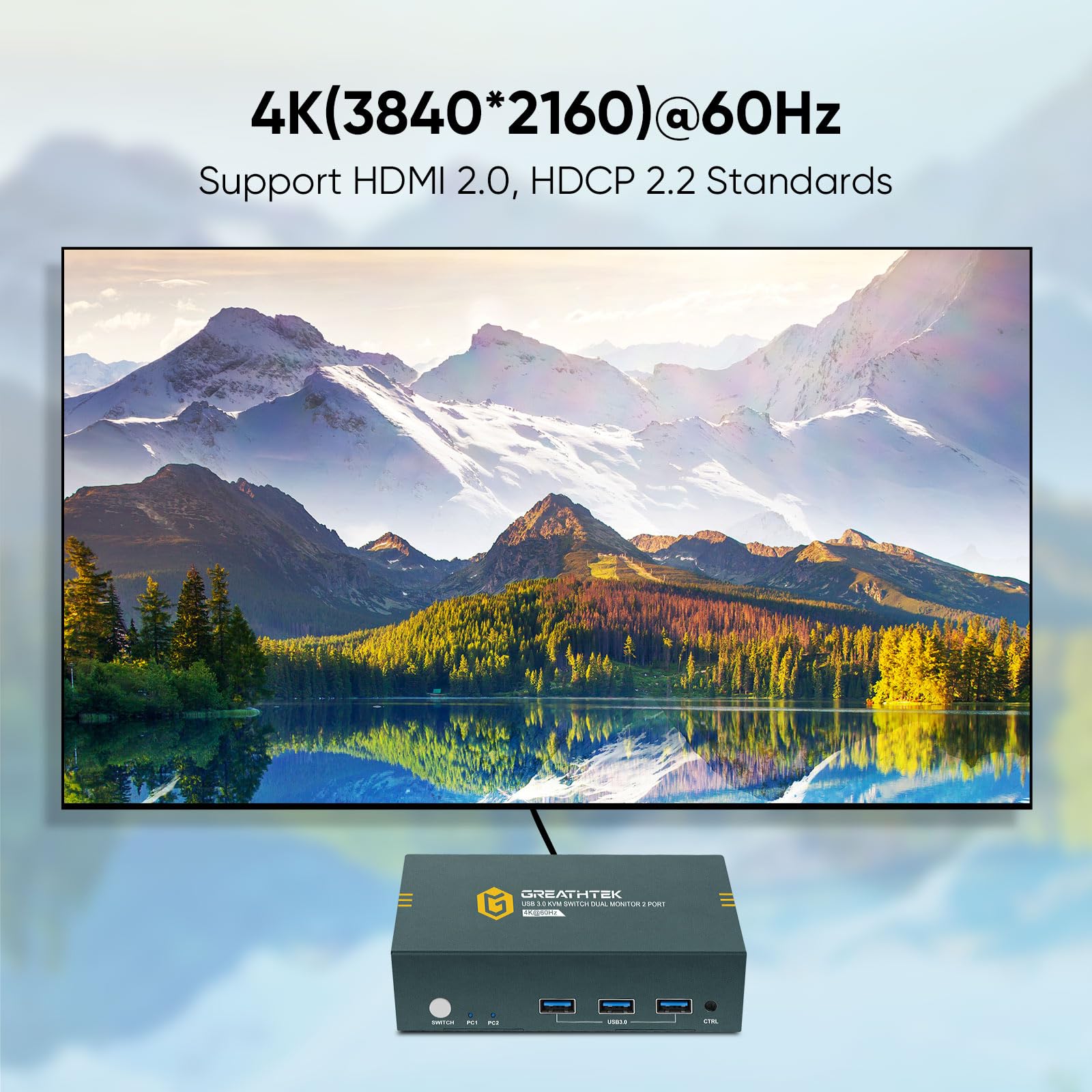 HDMI KVM Switch 4 Port 4K@30Hz with 3 USB 1.1 Ports Support Wired Keypad & Button Switch, KVM for 4 Computers Share 1 Monitor Plug and Play, with 4 HDMI USB Combo Cables and USB Cables
