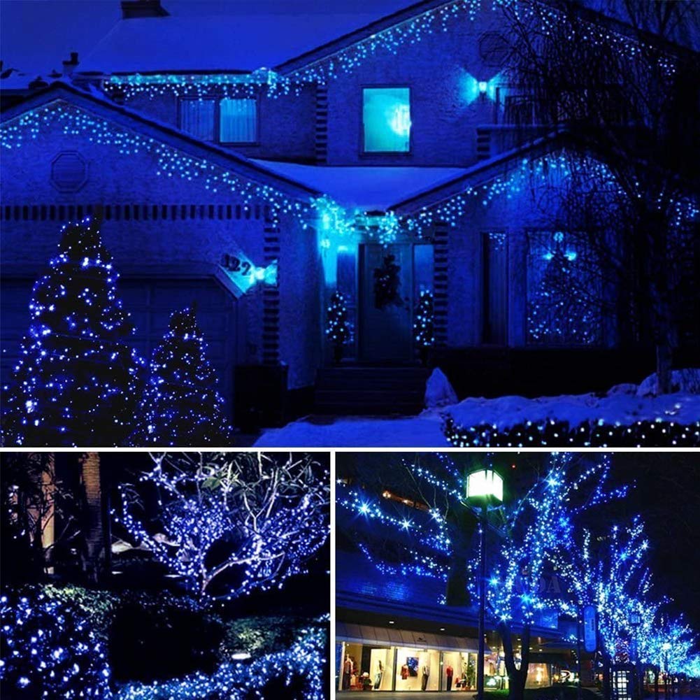 Dooit 33FT 100 Led Christmas Lights, Connectable Plug in 8 Twinkle Modes Outdoor Indoor Lights for Christmas Tree Party Wedding Garden Decorations (Blue)