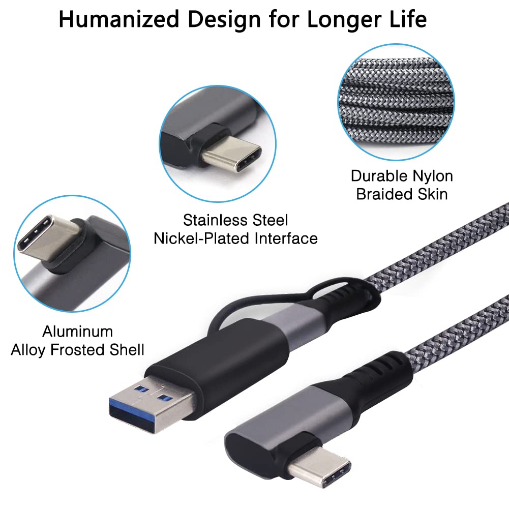 GoHZQ Compatible with Meta Quest Pro/Quest 2 Link Cable, 16FT (5M) USB C/USB A to USB C Oculus Quest 1 2 VR Link Cable for Gaming PC and Steam VR