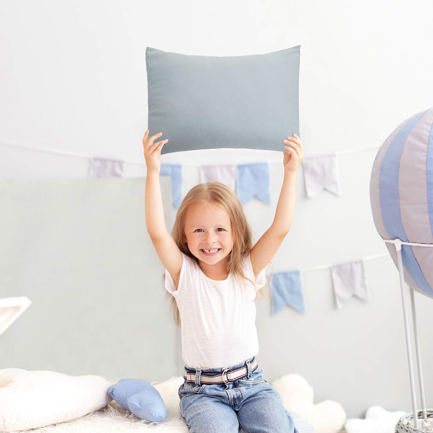 Eterish Toddler Grey Pillow Cases 14x20 inches 2 Pack, Envelope Closure Pillowcases,Supper Soft Nursing Pillow Cover,Fits Kids Bedding Pillows Sized 12x16, 13x18 or 14x19