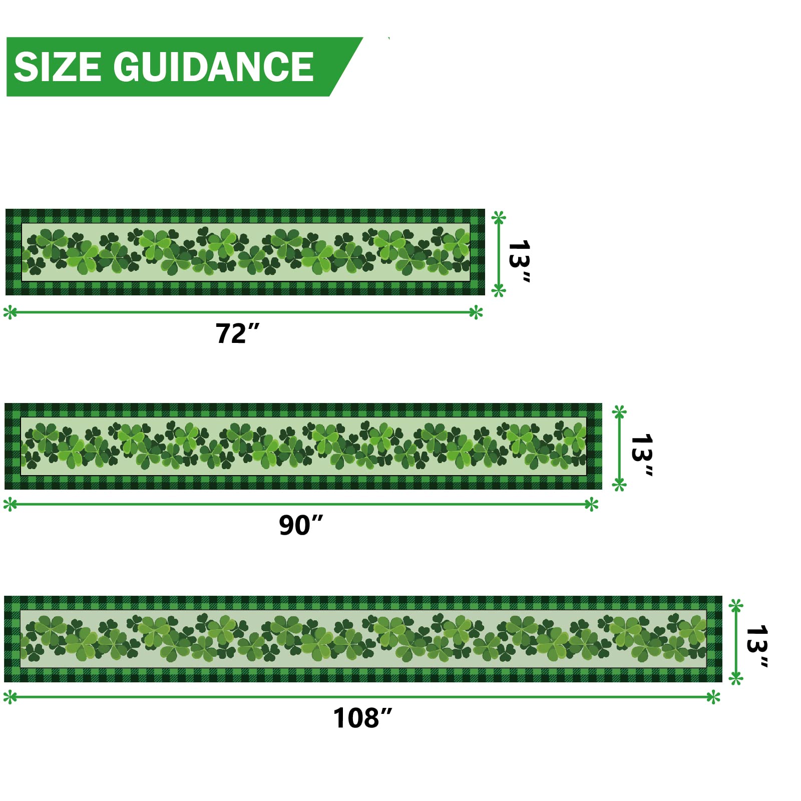 St.Patrick's Day Shamrock Table Runner for St.Patricks Buffalo Plaid Table Decoration (13 x 72 inch)