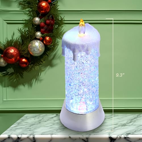Kurt S. Adler Kurt Adler 9.25-Inch Battery-Operated Color Changing Snowing Candles,plastic and iron, Multi