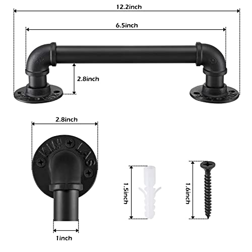 Licperron Barn Door Handle, Black Rustic Sliding Door Handles for Sliding Door, Interior Door, Garage, Towel, 2 Pack, 12 Inch