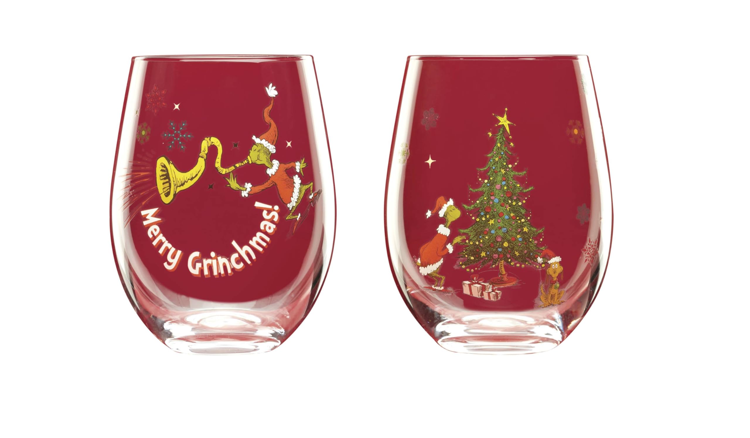 Lenox 896895 Merry Grinchmas Glass Tumblers, Set of 4, Assorted