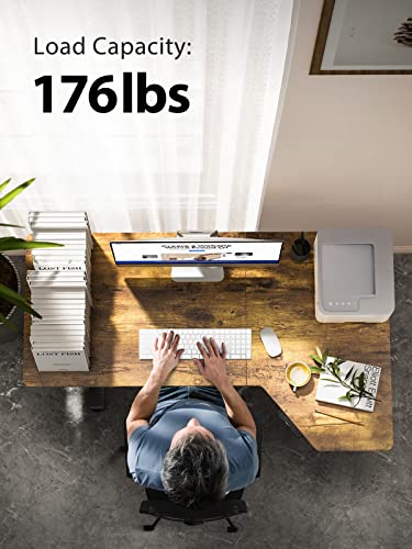 Totnz Standing Desk Adjustable Height, Electric Standing Desk with Starage Bag, Stand up Desk for Home Office Computer Desk Memory Preset with Headphone Hook (55X34 Inch, Rustic)