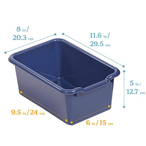 ECR4Kids Scoop Front Storage Bins, Multipurpose Organization, Navy, 10-Piece